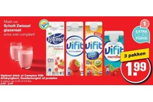 Optimel drink of Campina Vifit drinkyoghurt, Goedemorgen! of proteïne ...