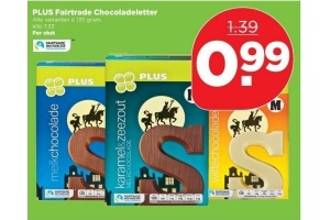 PLUS Fairtrade Chocoladeletter voor €0,99 - Beste.nl