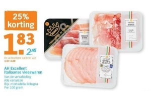 AH Excellent Italiaanse vleeswaren nu 25% korting tot 29 september 2019 ...